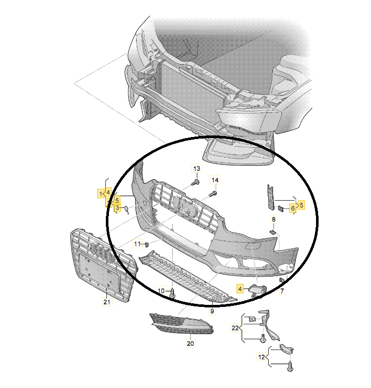 Audi A5 Coupe 2012-2017 ÖN TAMPON ORJİNAL, 8T0807065D GRU