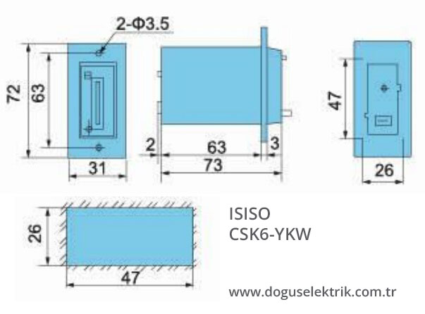 CSK6-YKW 220VAC Tetikli 6 Haneli Sayıcı ISISO
