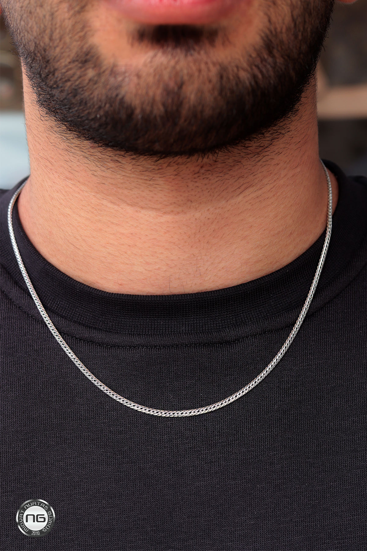 925 Ayar Gümüş Sıkı Ezme Gurmet Zincir Erkek Kolye 3 mm 50 cm