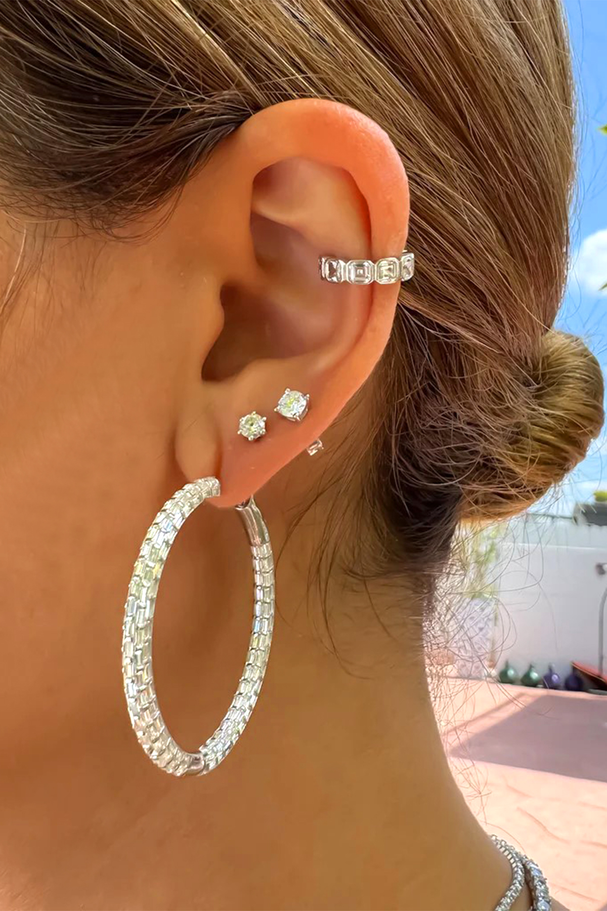 Baget Su Yolu Halka Model 925 Ayar Gümüş Kadın Küpe 201023361