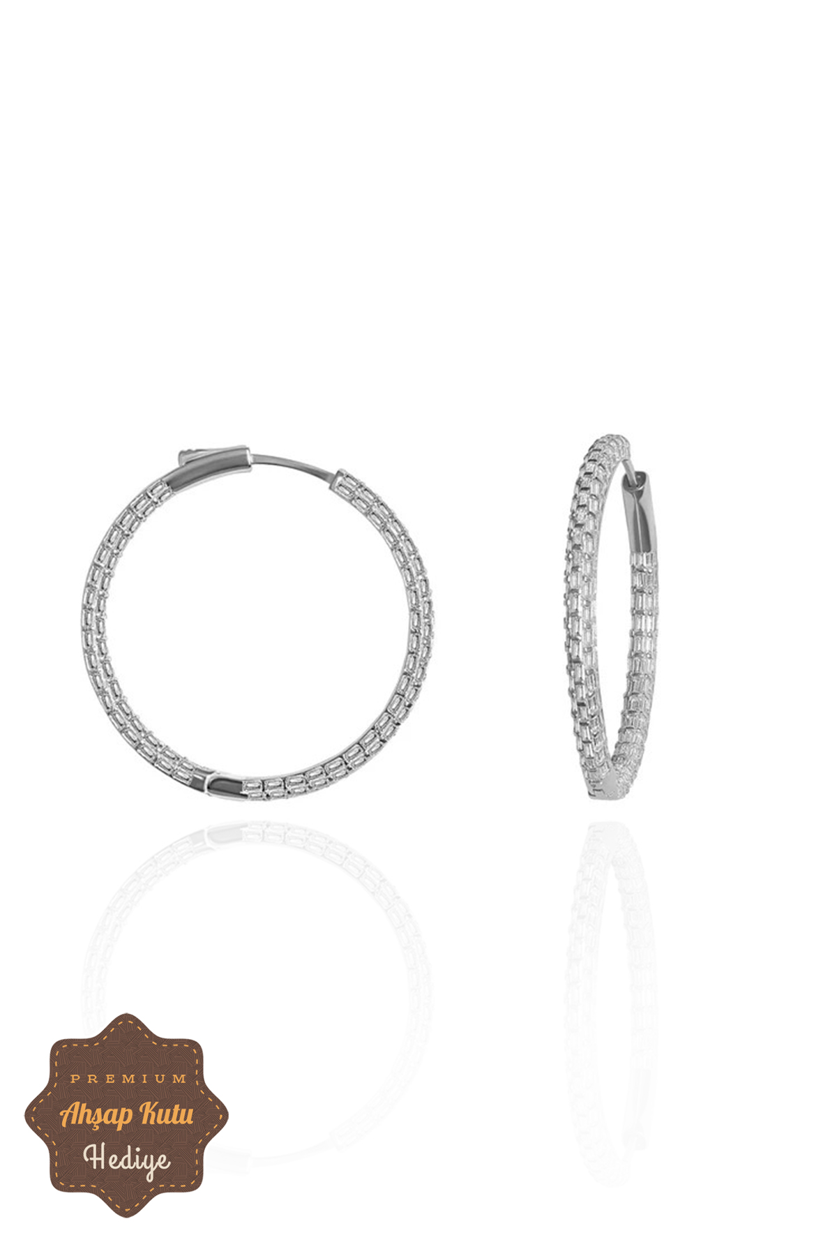 Baget Su Yolu Halka Model 925 Ayar Gümüş Kadın Küpe 201023361