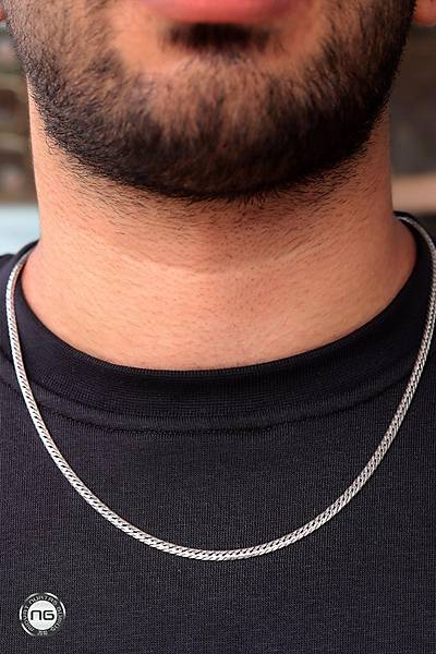 925 Ayar Gümüş Sıkı Ezme Gurmet Zincir Erkek Kolye 4 mm 55 cm