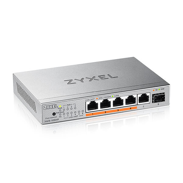 ZYXEL XMG-105HP 5 PORT 2.5G + 1G SFP+ 70W PoE++ MULTIGIGABIT ...