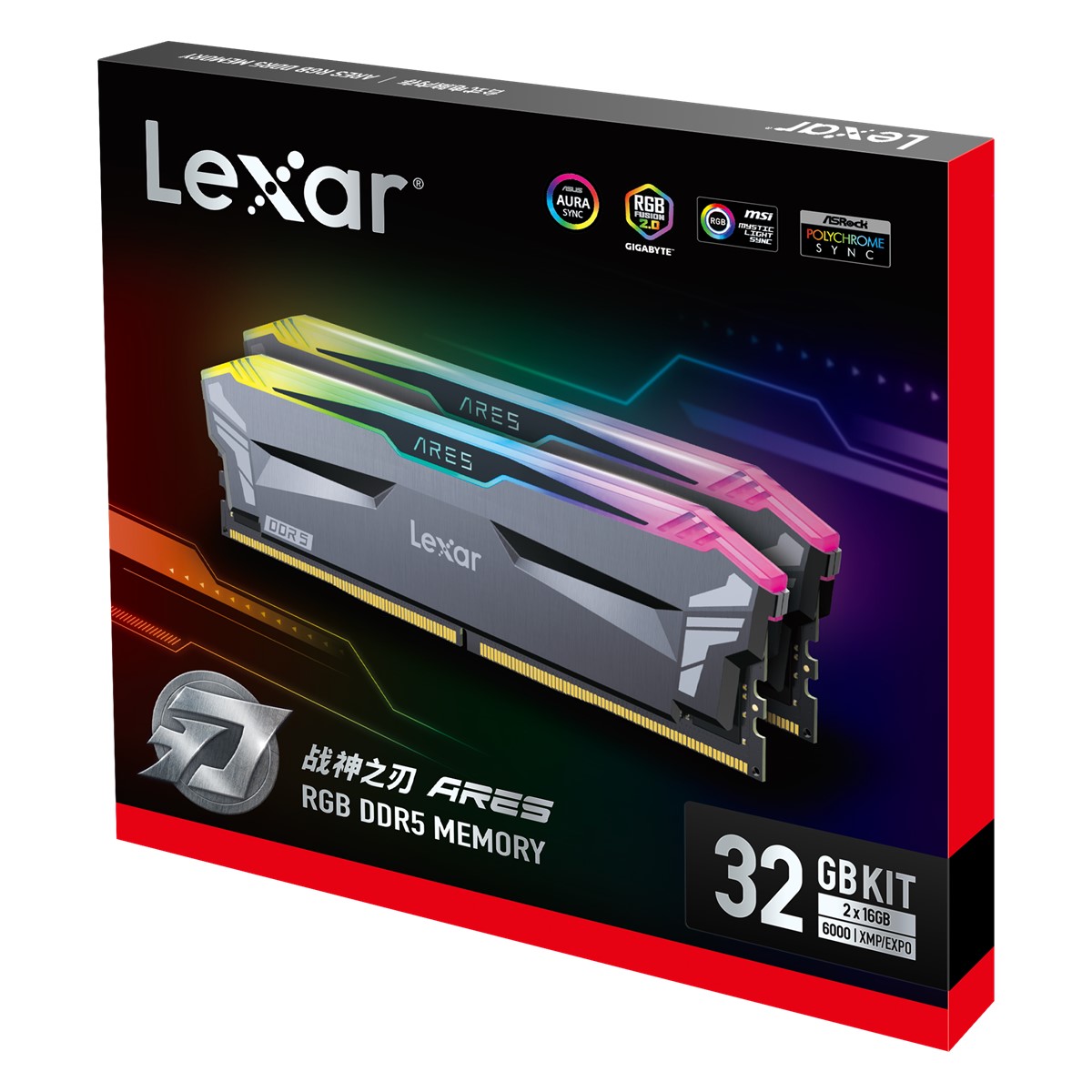 LEXAR ARES RAM DT GAMING DDR5 UDIMM 32GB KIT (2X16GB) 288PIN 6000 CL30 ...