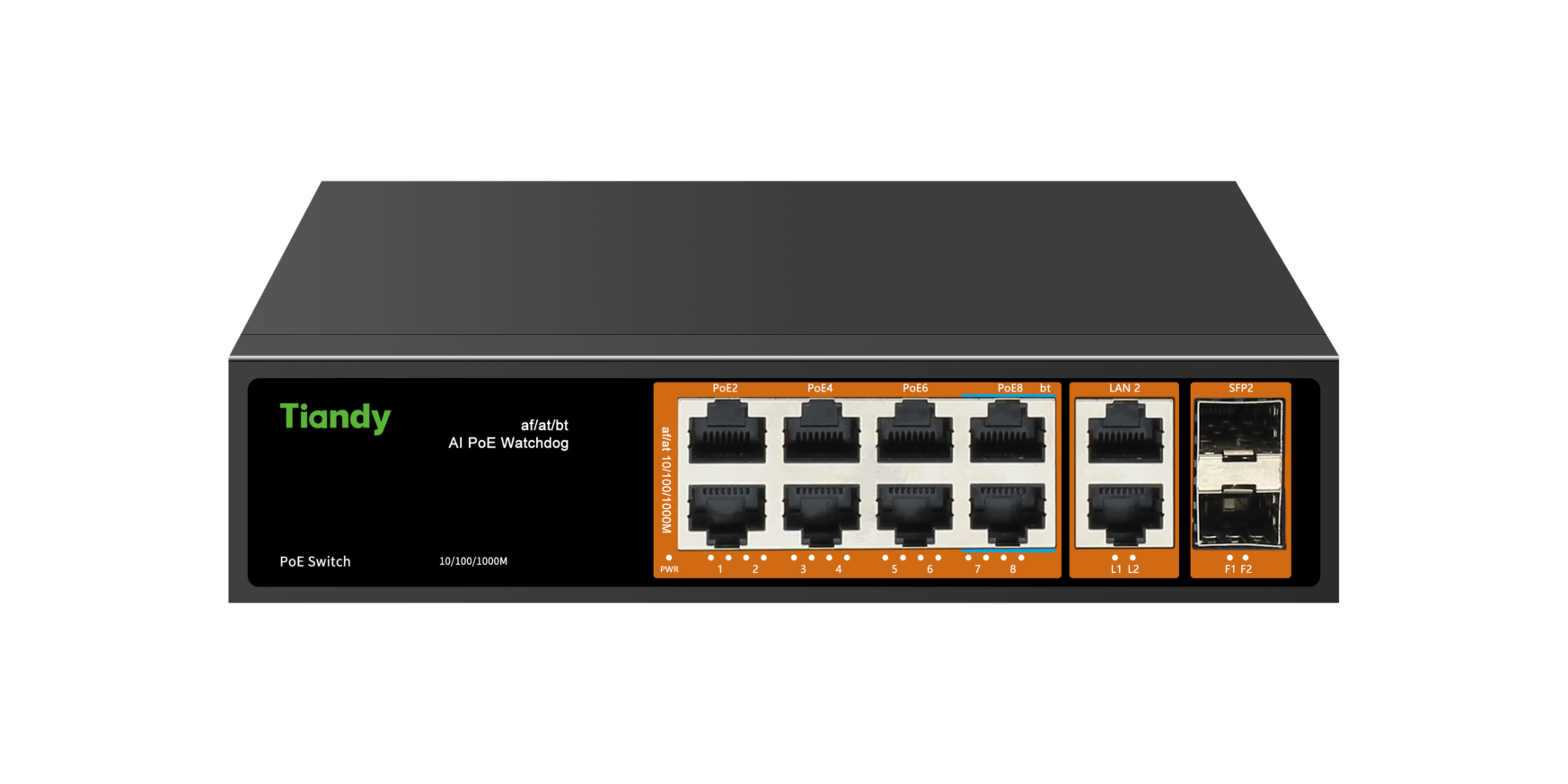 Tiandy PS-1008G-2G2SFP 8 Port Yönetilmeyen Full Gigabit AI POE Switch