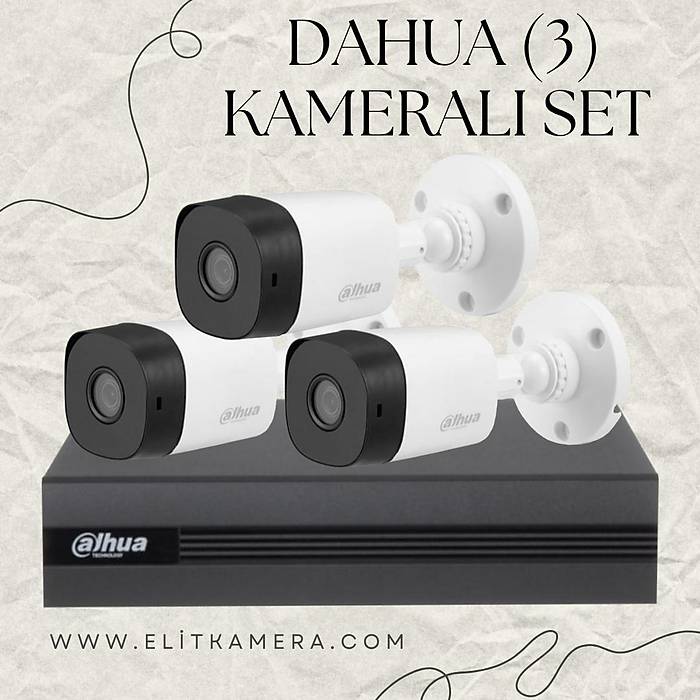 3 Kameralı Dahua Full Paket Güvenlik Seti - Elit Kamera