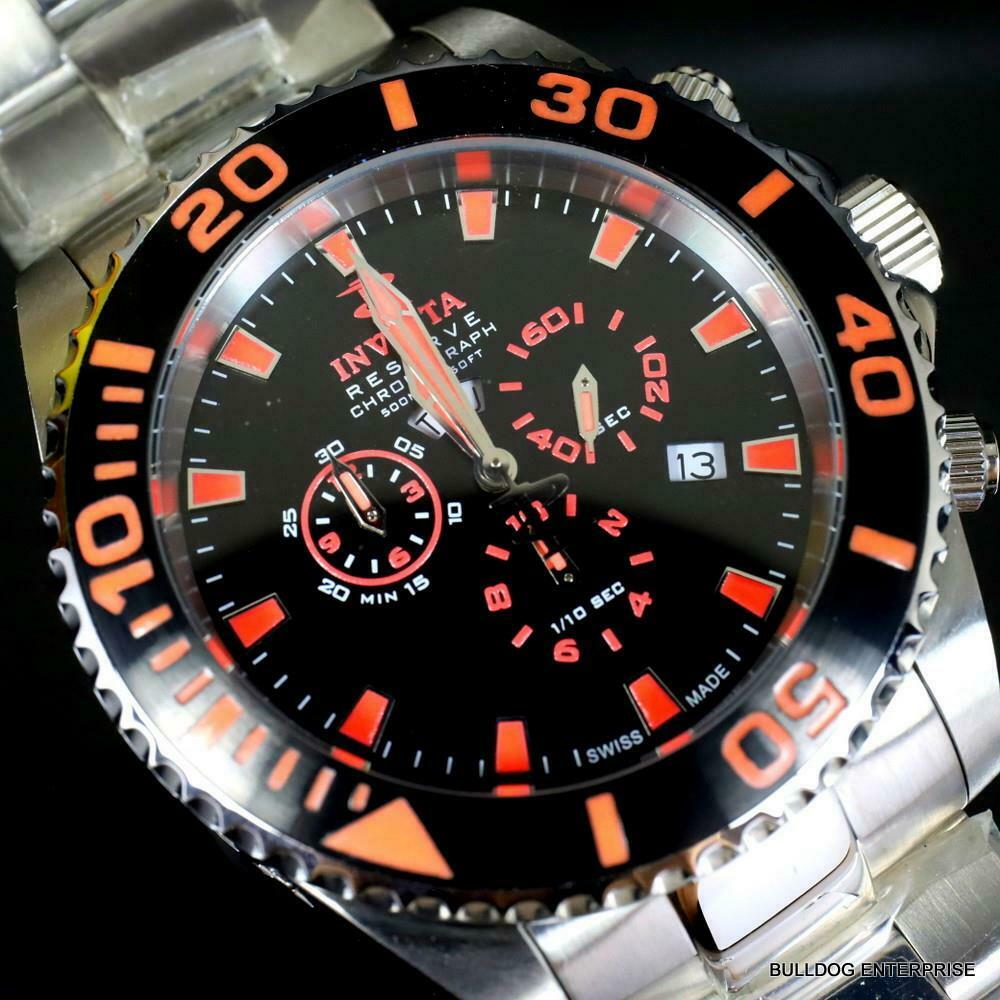 Invicta Grand Diver Red Superluminova Swiss Made Chronograph Steel ...