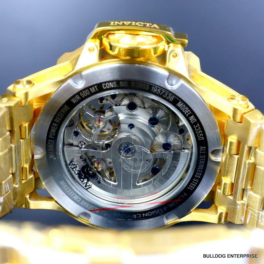 Invicta Reserve Venom Hybrid Double Open Heart Automatic Gold Plated ...