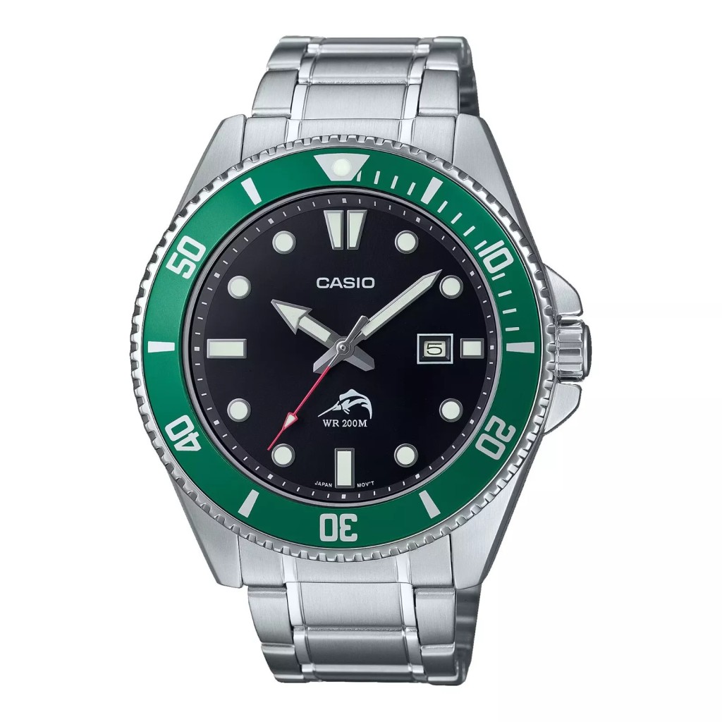 Casio Divers Yeşil MDV-106DD-1A3V Merlin Balığı Çelik Erkek Kol Saati ...