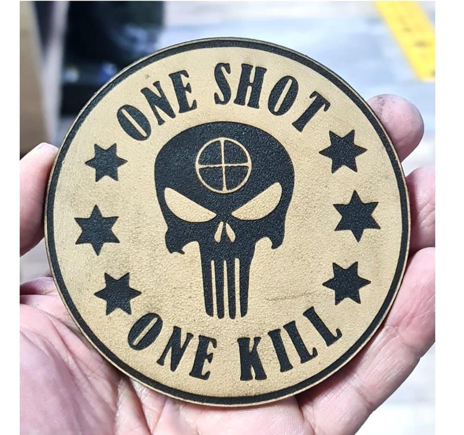 ONE SHOT ONE KILL KESKİN NİŞANCI Deri PEÇ - Arma - Askeri Patch ...