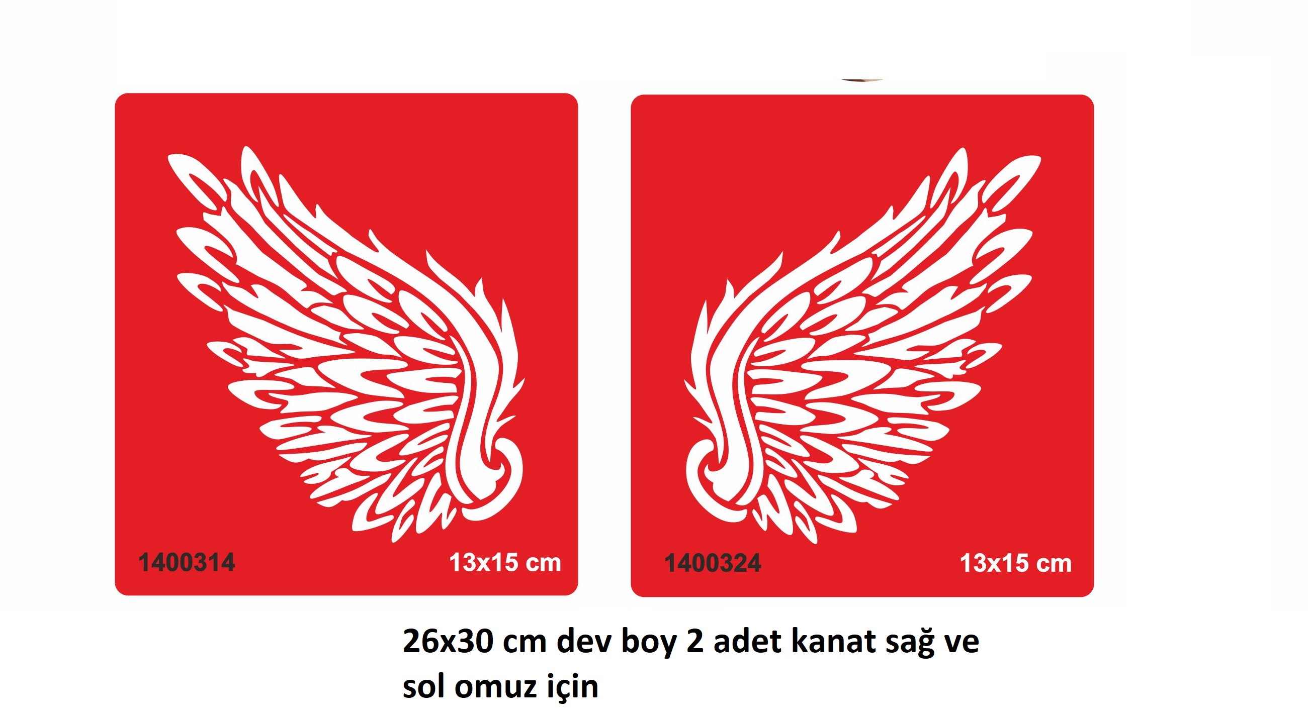 Dev Boy 2 Adet Kanat Sağ ve Sol Omuz Geçici Dövme Şablonu