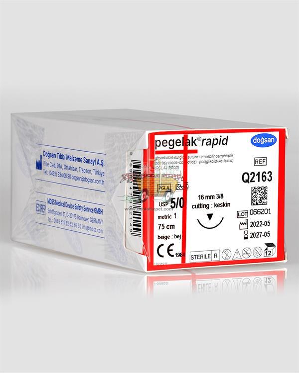 DOĞSAN Pegelak Rapid 5/0 16 3/8 Ters Keskin 75cm PGLA Emilebilir Sütür 12 Ad./Pkt « Dentalsepet.com
