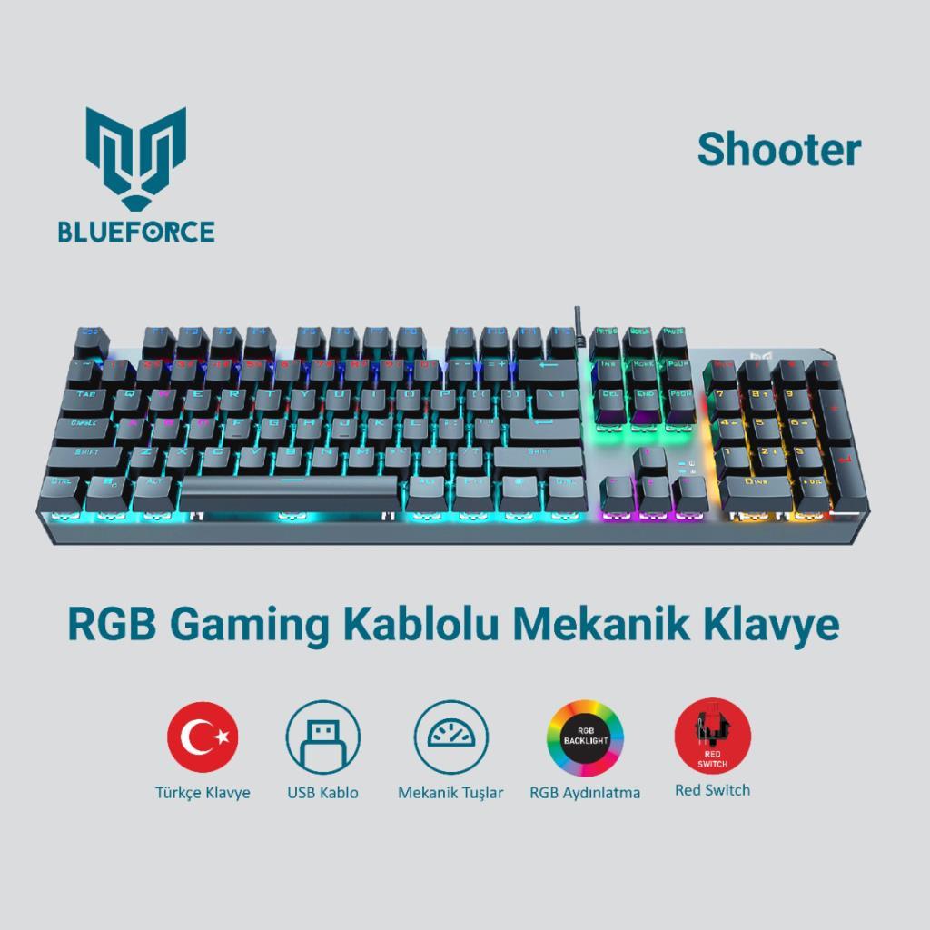 Blueforce Shooter Rgb Mekanik Gaming Oyuncu Klavyesi Red Switch Q TR ...