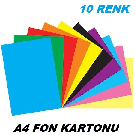 Renkli Fon Kartonu, 10 Renk, A4 Boyut, 25x35, Hobi, Elişi Kartonu, Fon ...