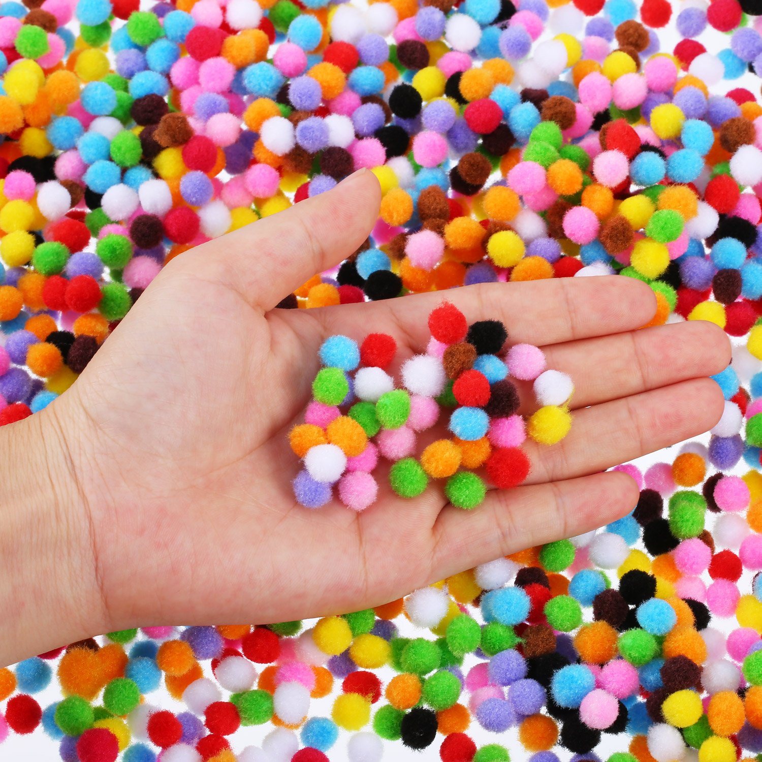 100 Adet, Ponpon, 10 mm Renkli Ponpon, Peluş Ponpon, Minik Ponpon ...