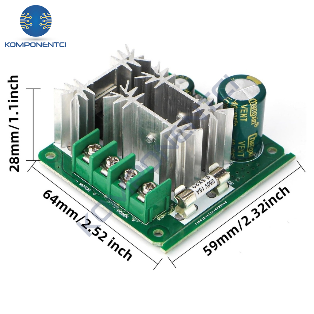 15A 6-90V PWM DC Motor Sürücü Motor Hız Kontrol Modülü | Komponentci