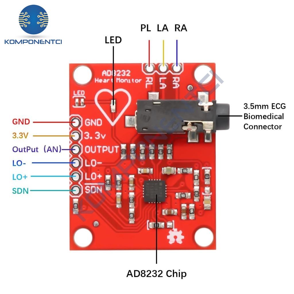 AD8232 EKG Kalp Atışı Nabız Grafiği İzleme Kiti EKG Modülü | Komponentci