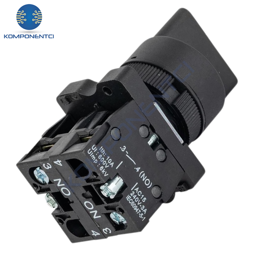 LAY5-ED33 22mm Kısa Mandal Switch 1-0-2 Kalıcı (2NO) | Komponentci