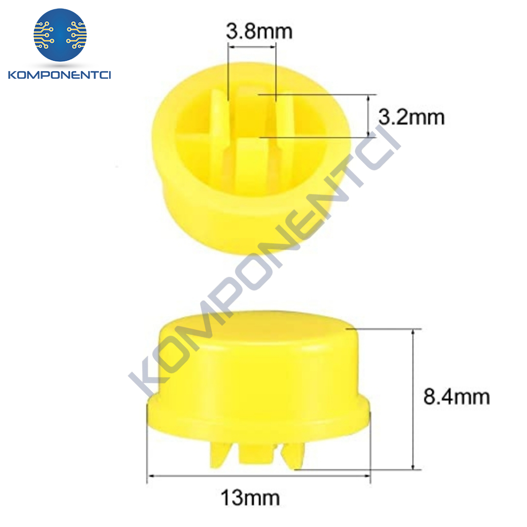 12x12mm Yuvarlak Tact Switch Kapak Push Buton Kapağı Sarı | Komponentci