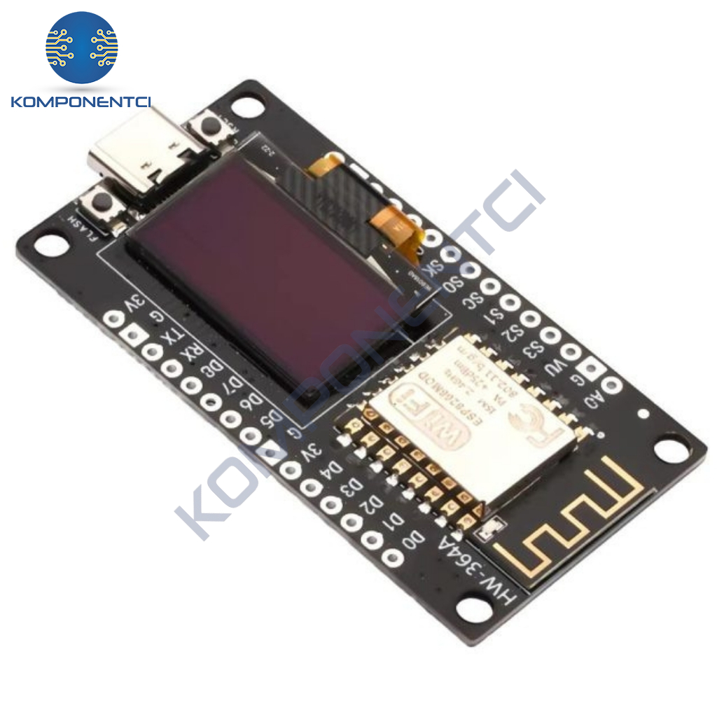 NodeMCU ESP8266 0.96 Inch OLED Wifi Geliştirme Kartı Type-C I Komponentci