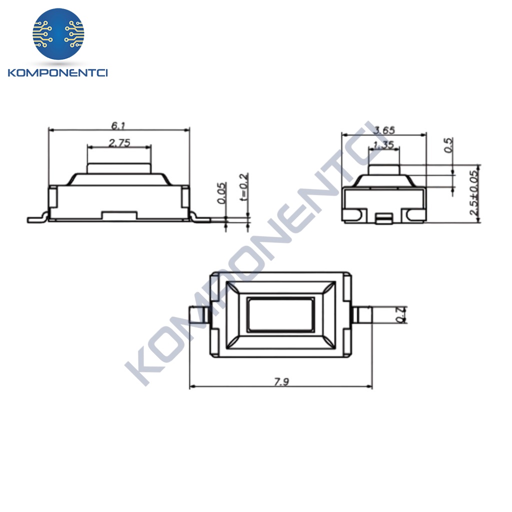 IC-201 Tact Switch Pioneer Buton 3x6x2.5mm SMD | Komponentci