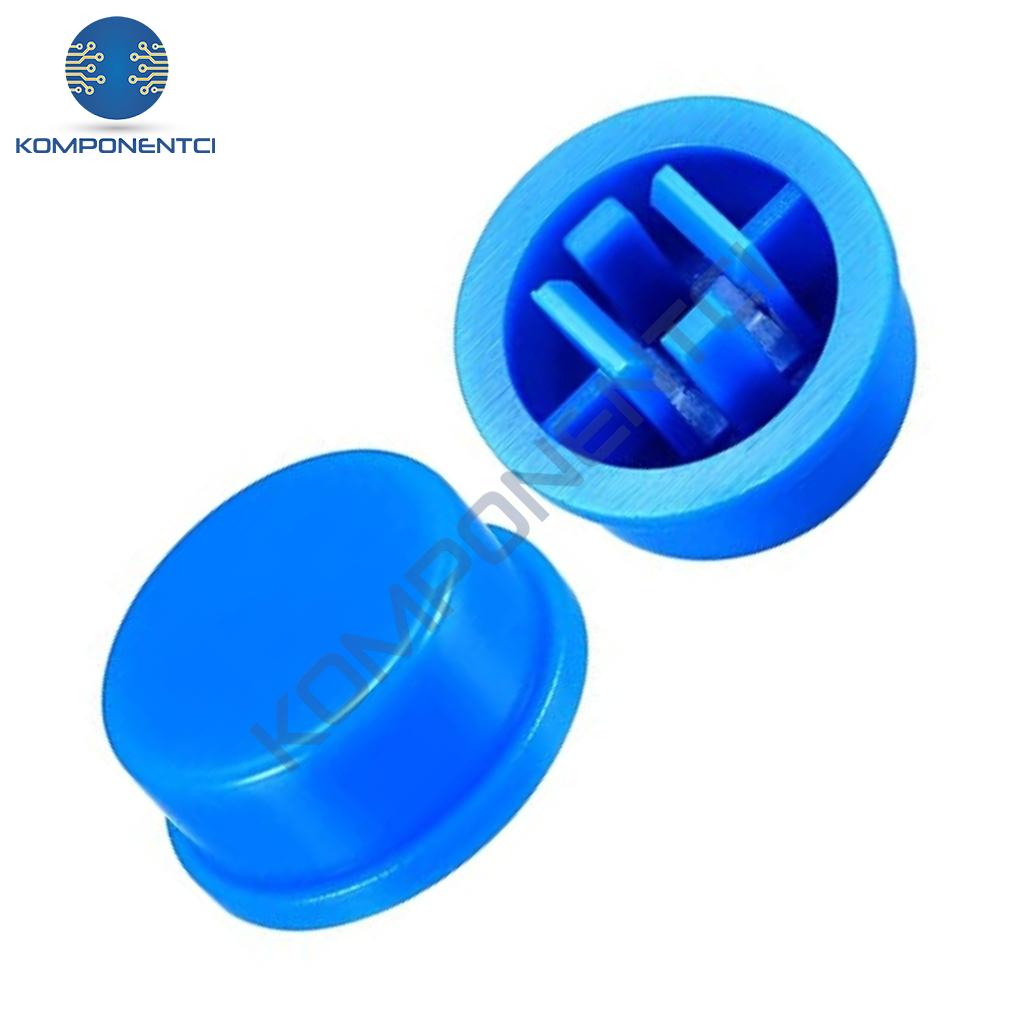 12x12mm Yuvarlak Tact Switch Kapak Push Buton Kapağı Mavi | Komponentci
