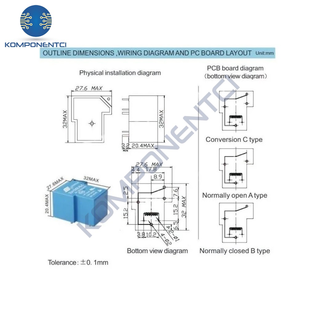 Songle 24V 30A 5 Pin Röle SLA-24VDC-SL-A ( T90 Relay ) | Komponentci