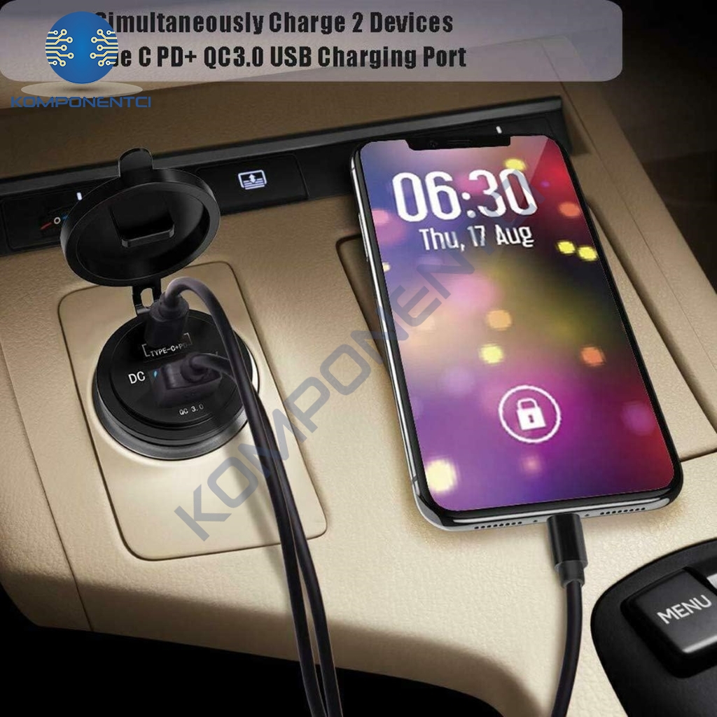 IC-266D-1 Pano Tip Soket Voltmetreli 2'li USB 3.0 + Type-C | Komponentci