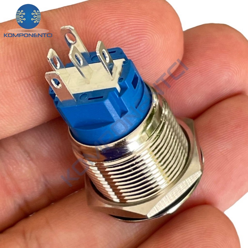 E1 19MM Metal Buton Kalıcılı 12-24V Kırmızı Led 1NO/1NC | Komponentci