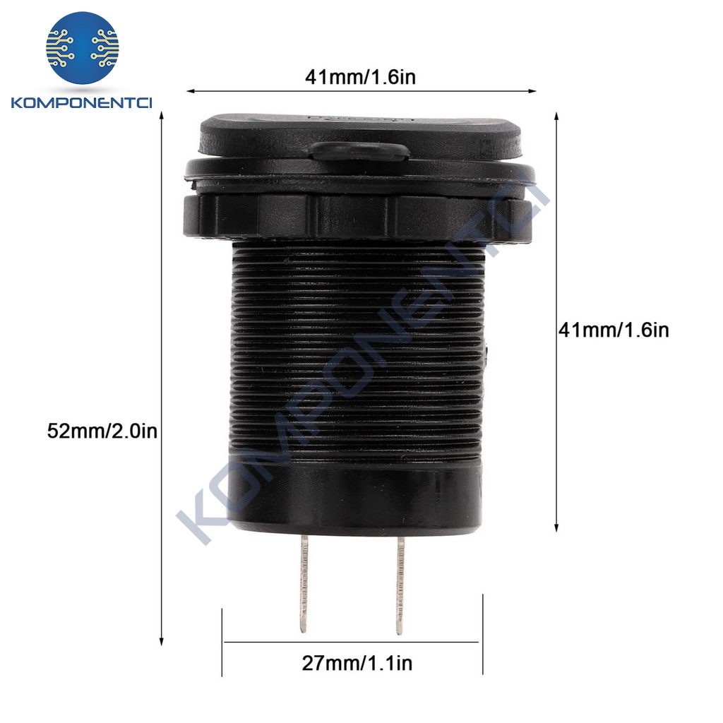 IC-266C-5 USB3.0 + Type-C Pano Tipi Çakmaklık Soketi 12-24V | Komponentci