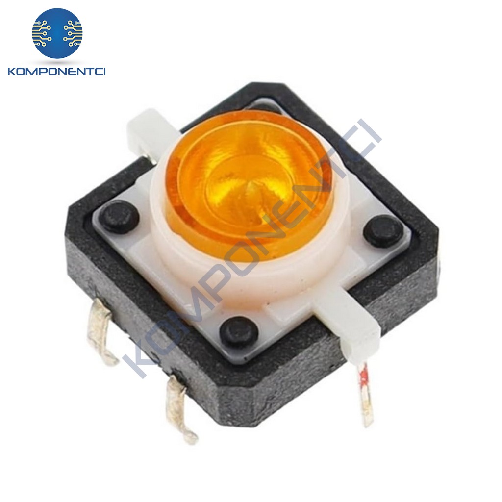 12x12 Sarı Led Işıklı Tact Switch | Komponentci