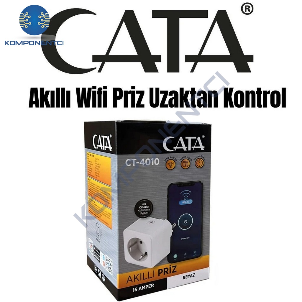 Cata CT-4010 16 Amper Akıllı Wi-Fi Priz | Komponentci