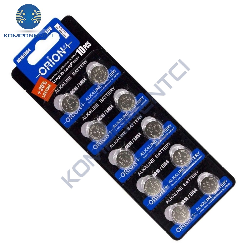Orion AG10 LR54 189A LR1130 1.5V Alkalin Pil 10'lu Paket | Komponentci
