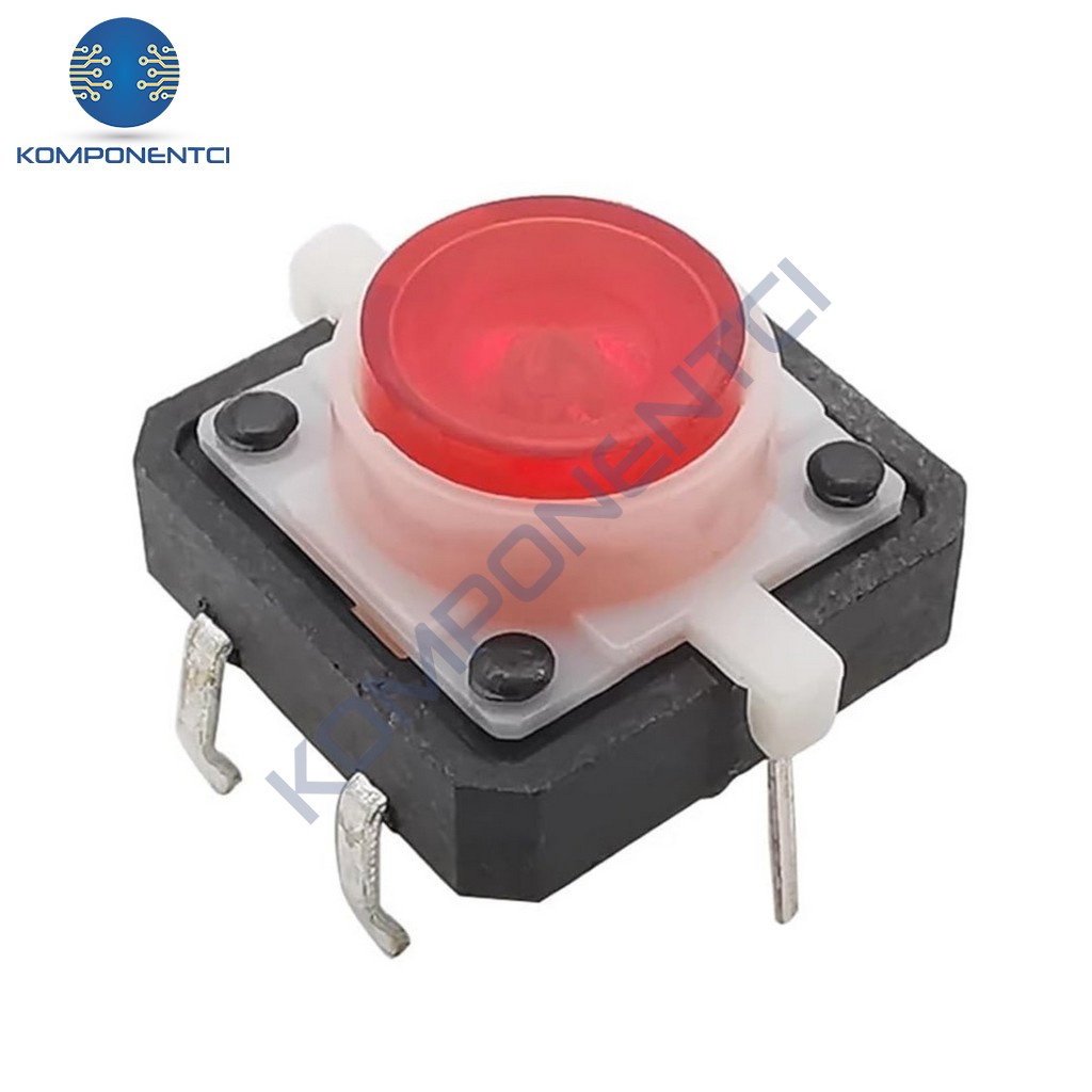 12x12 Kırmızı Led Işıklı Tact Switch | Komponentci