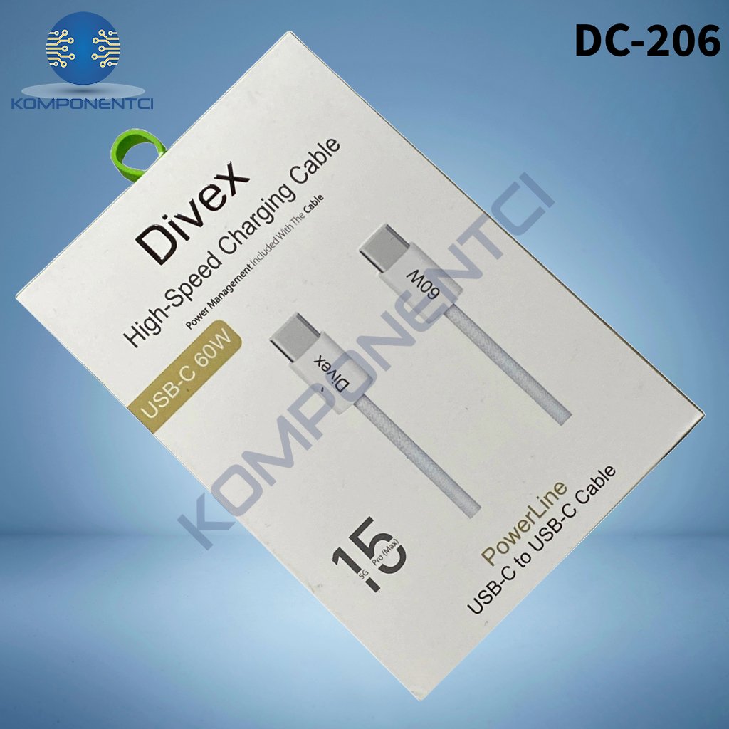 Divex 60W Yüksek Hızlı Type-C (USB-C) Şarj ve Data Kablosu DC-206 ...