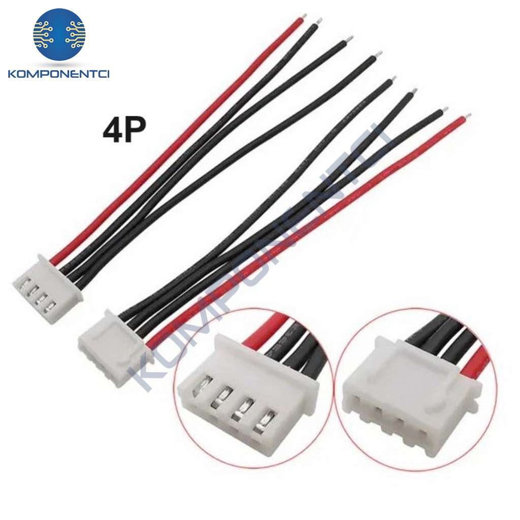 JST-XH 2.54mm 4 Pin 26AWG 20cm Tek Damarlı Dişi Bağlantı Kablosu | Komponentci
