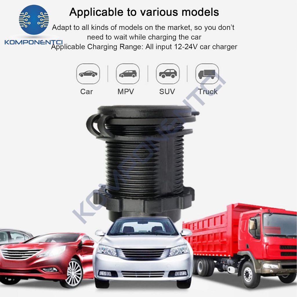 IC-266C-5 USB3.0 + Type-C Pano Tipi Çakmaklık Soketi 12-24V | Komponentci