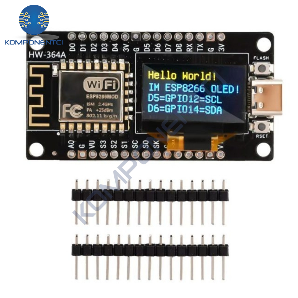NodeMCU ESP8266 0.96 Inch OLED Wifi Geliştirme Kartı Type-C I Komponentci
