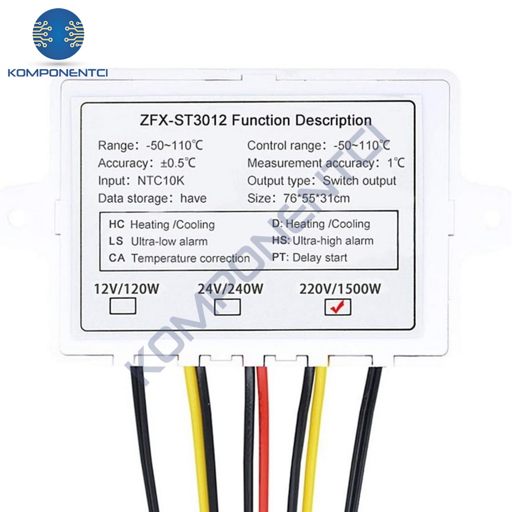 ZFX-ST3012 220V Çift Röle Çıkışlı Termostat - Sıcaklık Kontrol Cihazı ...