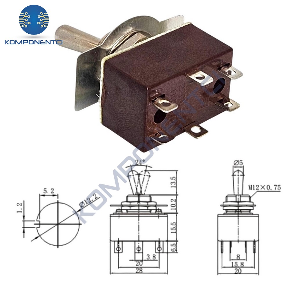IC-151 Toggle Switch 6P ON-OFF Ø12mm KN3C-202P | Komponentci