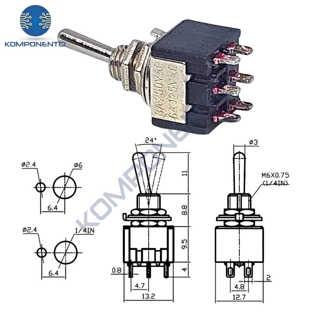 IC-144 Toggle Switch ON-OFF Ø6mm MTS-202 | Komponentci