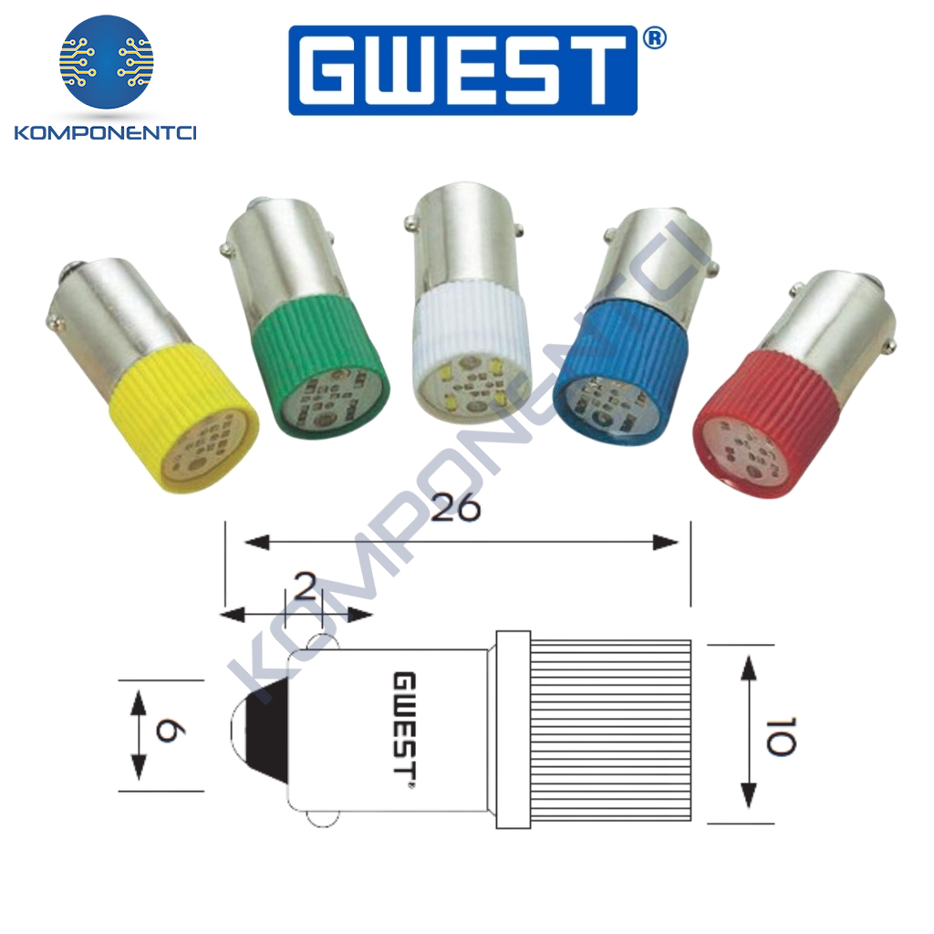 Gwest BA9SC-24V-Y BA9S Led Ampul 24V Yeşil | Komponentci