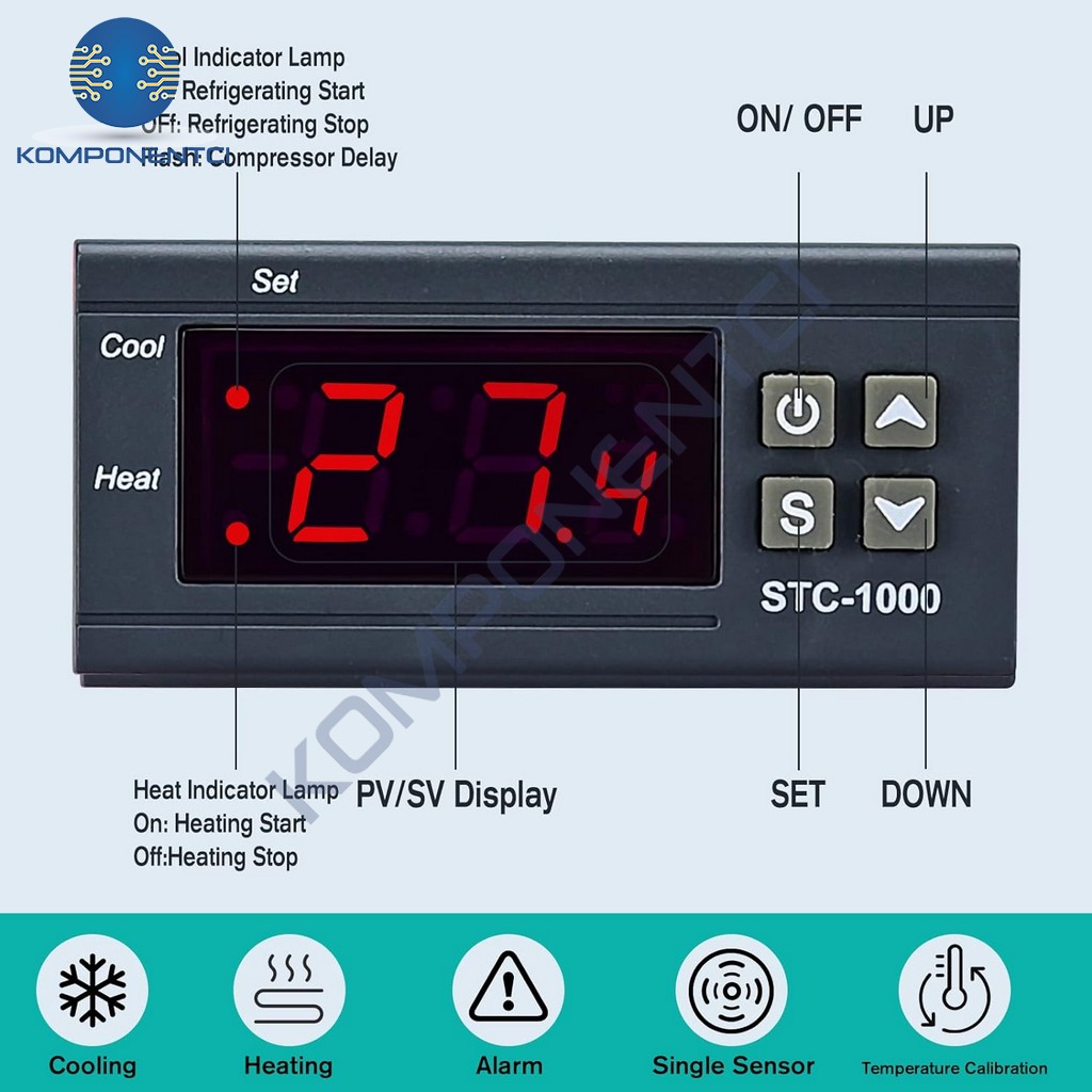 STC-1000 12V DC LCD Ekranlı Problu Termostat Dijital Sıcaklık Kontrol Cihazı | Komponentci