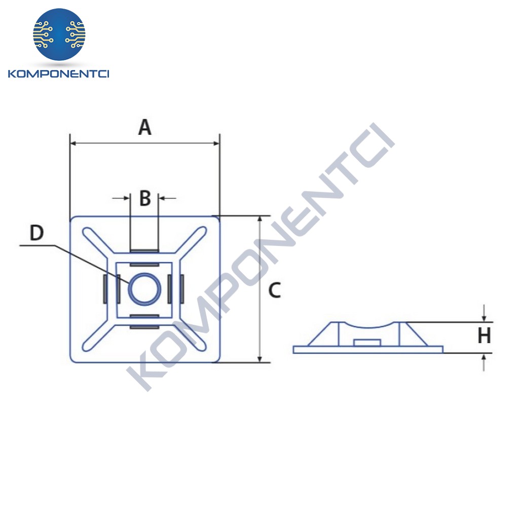 Gwest HW-3A (19x19mm) Yapışkan Kroşe Beyaz 100 Adet | Komponentci