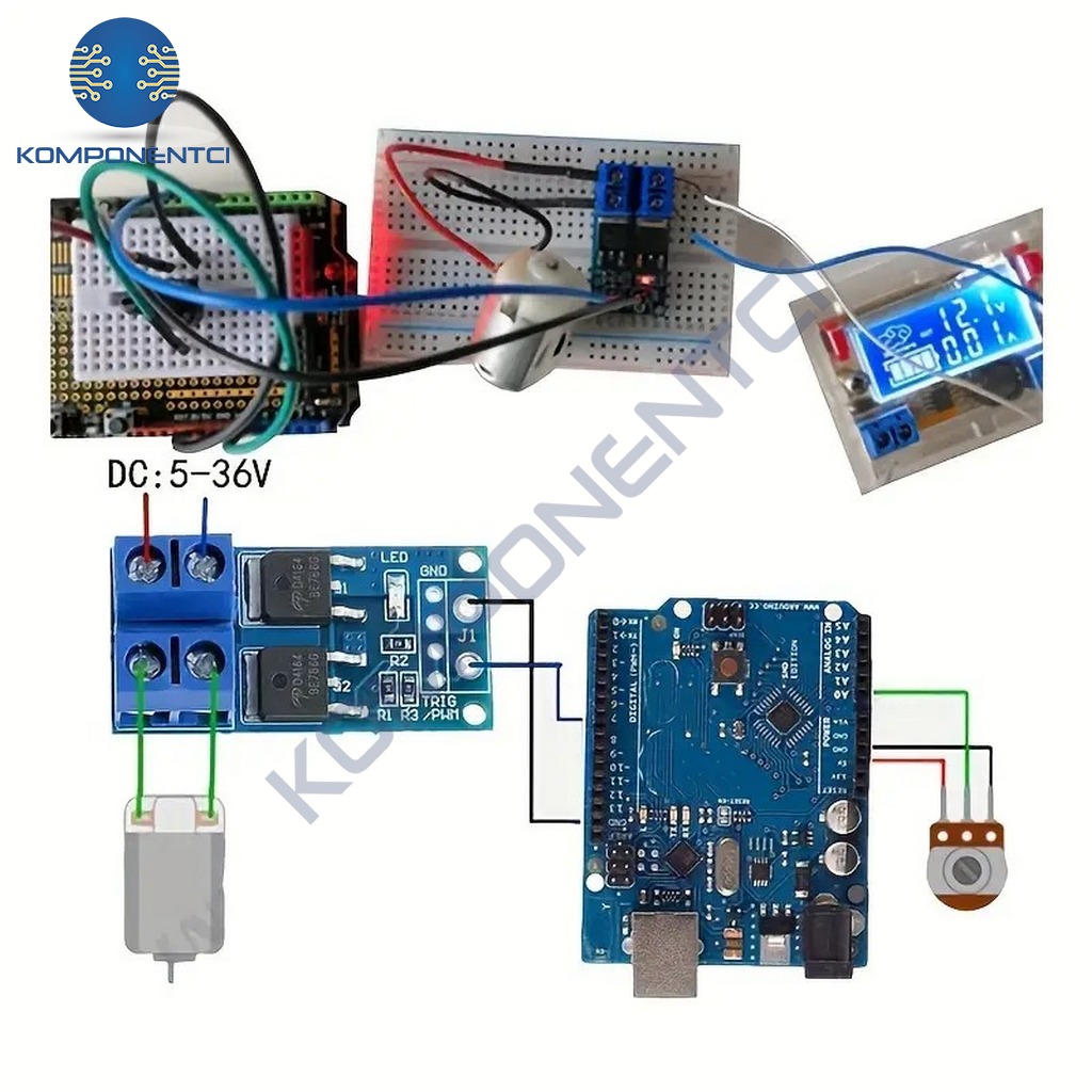 15A 400W PWM Kontrollü Mosfet Anahtarlama Modülü | Komponentci