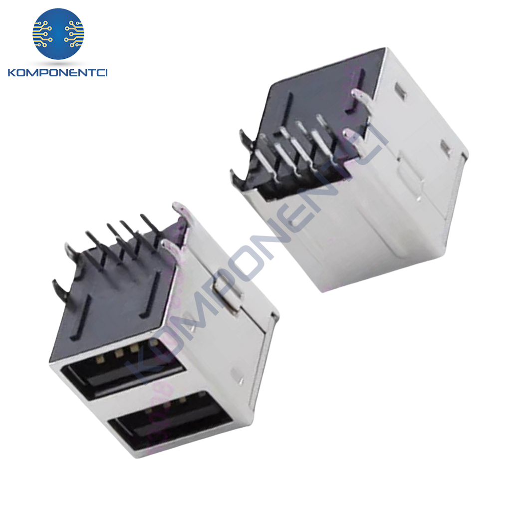 IC-265E USB İkili 2.0 Şase A Tip Dişi 90° Siyah | Komponentci