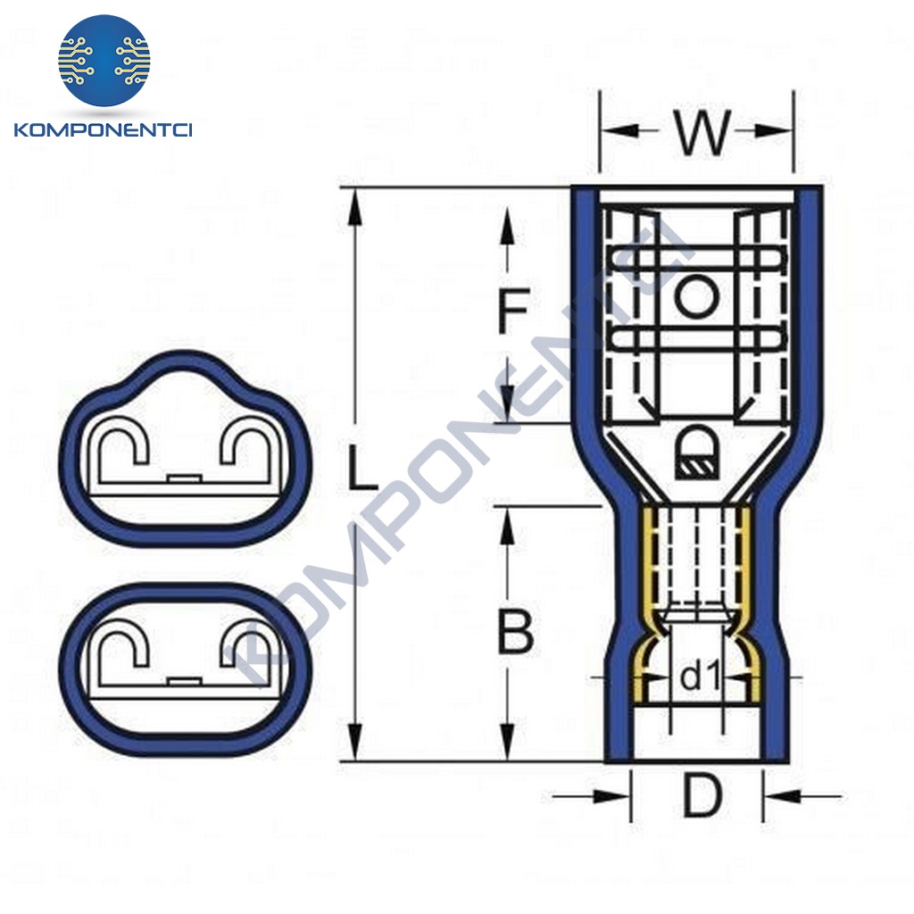 PFD - 2638 1.5-2.5mm2 Tam İzoleli Polyamid Dişi Faston Kablo Ucu Mavi ...