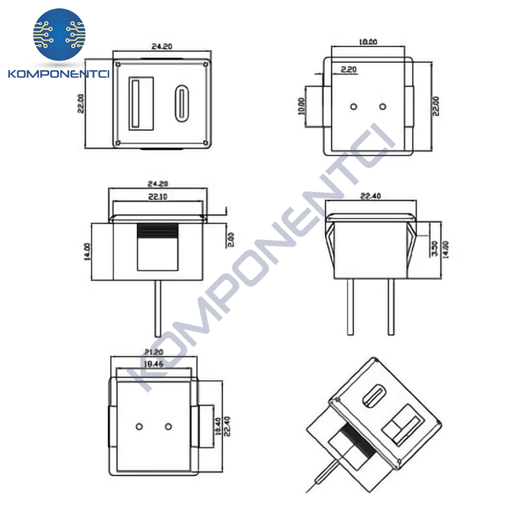IC-266T-4 Pano Tip Kare Type-C + USB Şarj Soketi | Komponentci