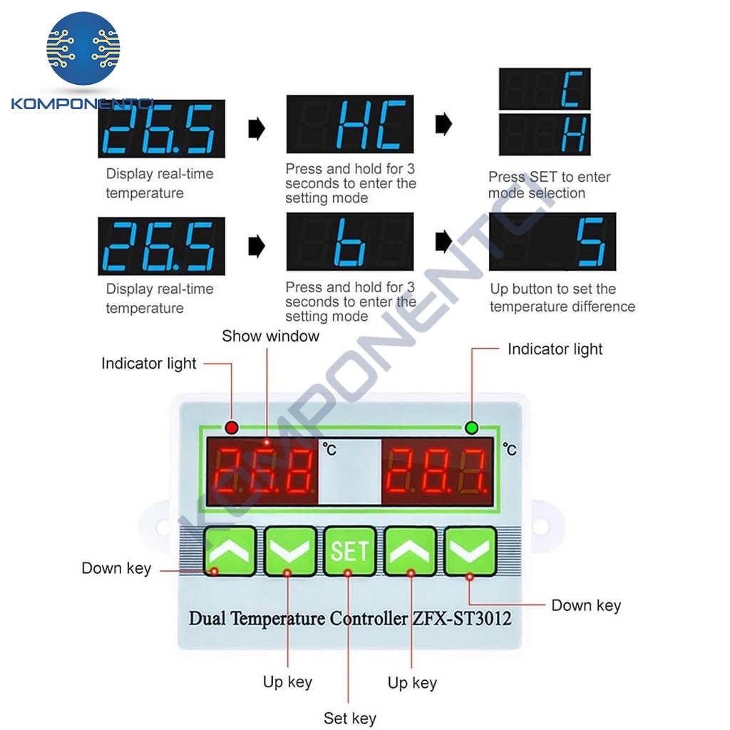 ZFX-ST3012 220V Çift Röle Çıkışlı Termostat - Sıcaklık Kontrol Cihazı ...