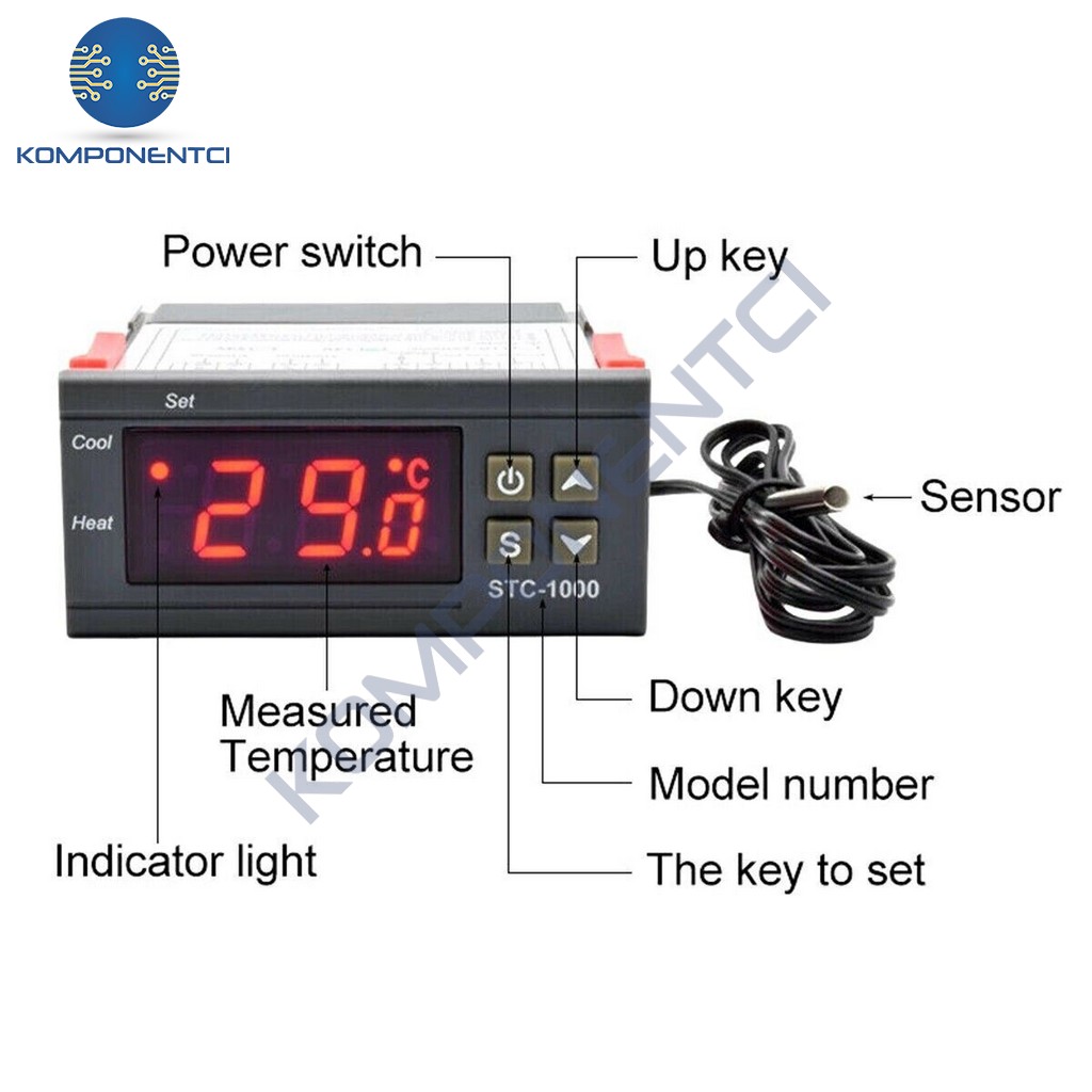 STC-1000 12V DC LCD Ekranlı Problu Termostat Dijital Sıcaklık Kontrol Cihazı | Komponentci